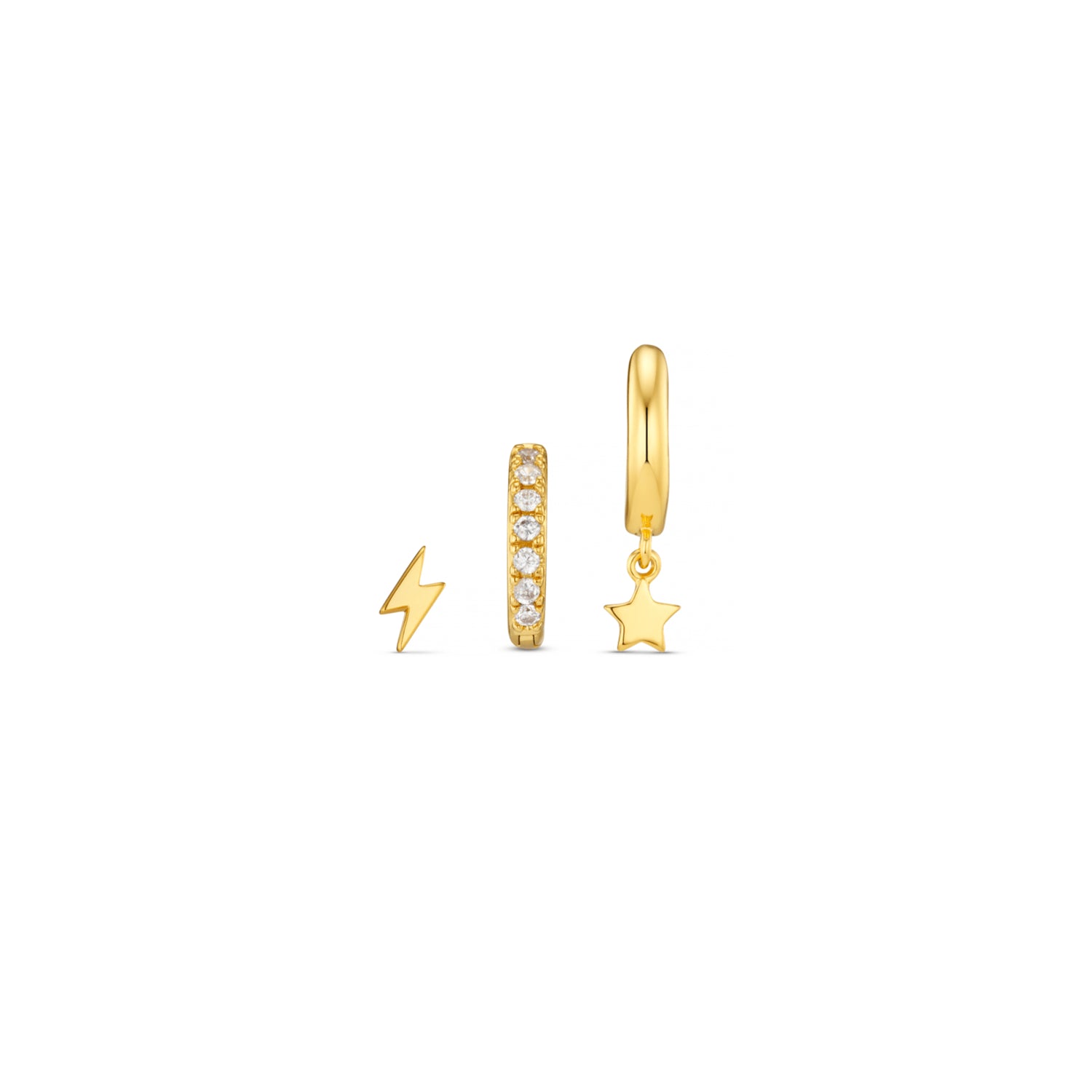 Lightning & Star Ear Stacking Set - Gold