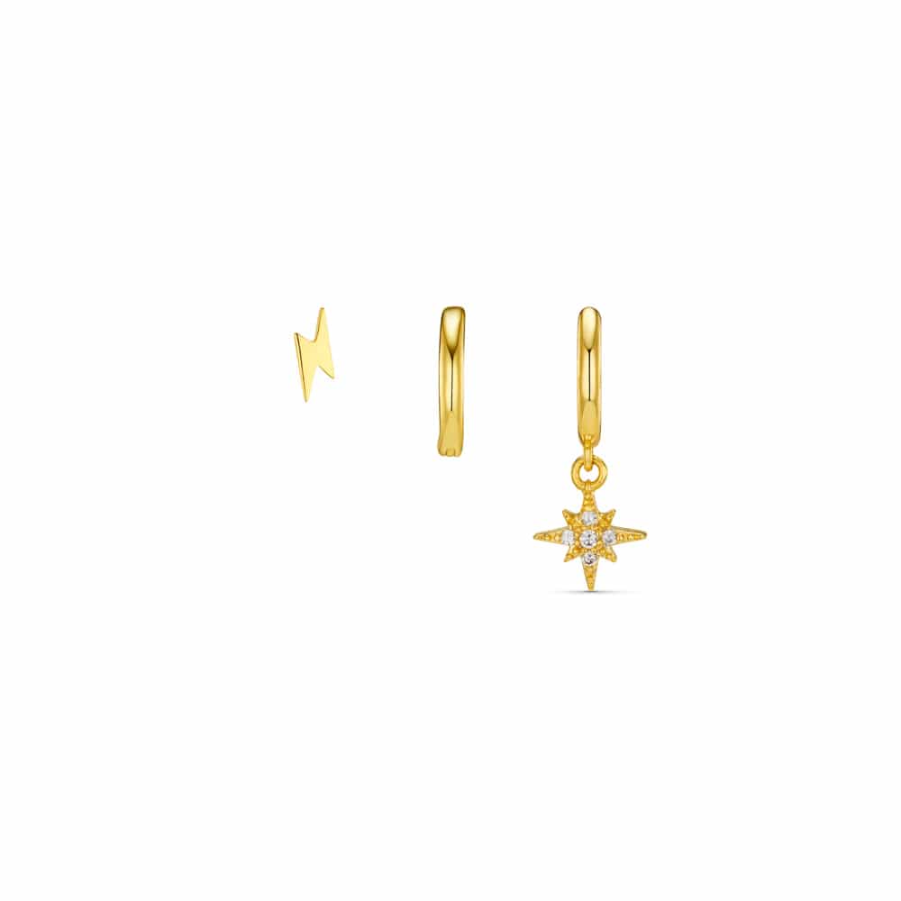 Pavé Starburst & Lightning Ear Stacking Set