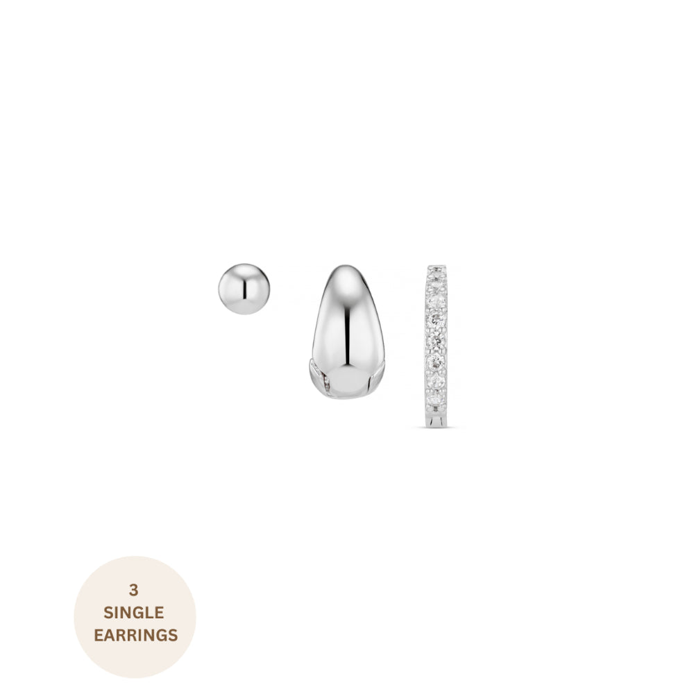 Micro Hoop Ear Stacking Set Silver