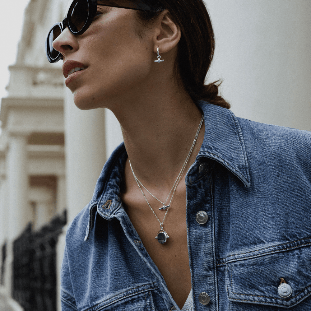 LUXE Linear T-Bar Drop Necklace - Silver