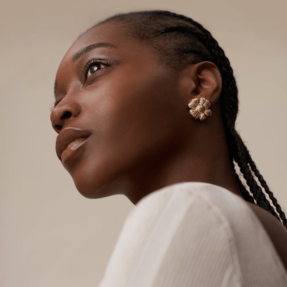 Textured Flower Statement Studs