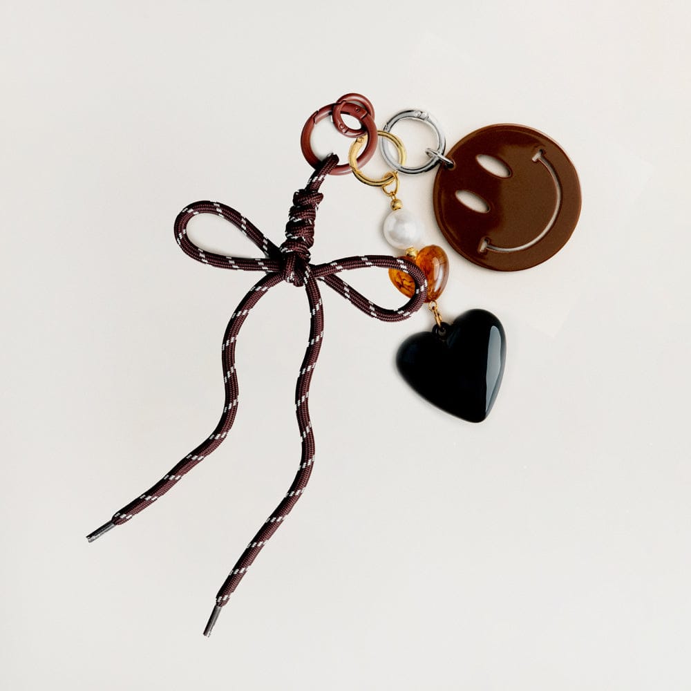 Brown Happy Face Bag Charm Bundle