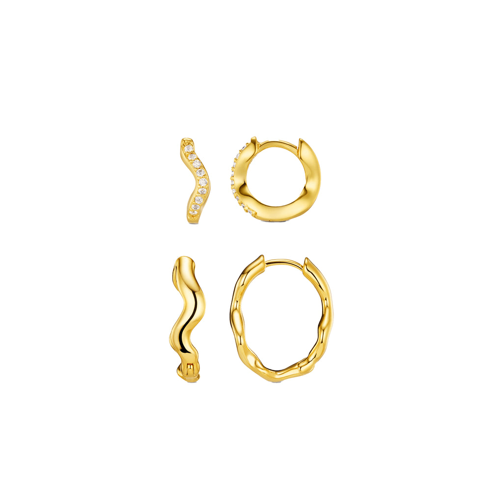 The Wave Hoop Earring Ear Stacking Set