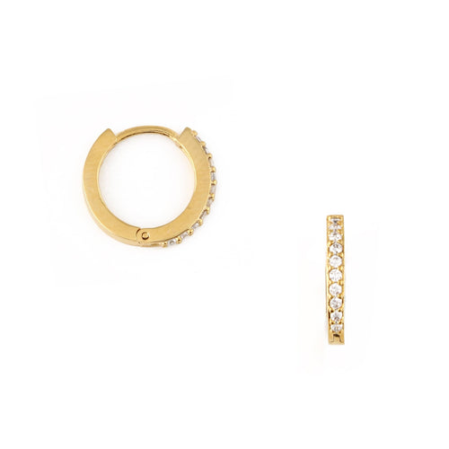 Gold Plated Pave Huggie Hoops | Orelia London