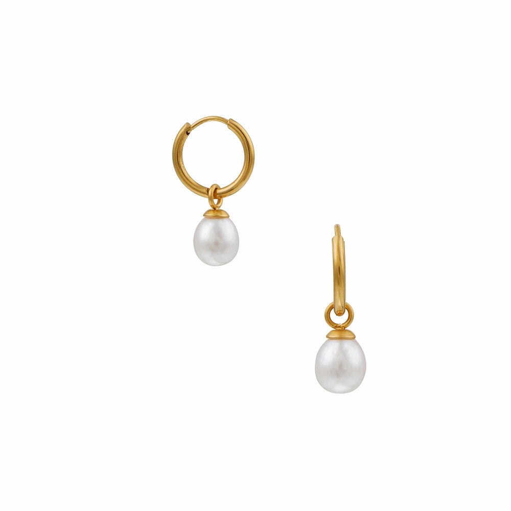LUXE Pearl Drop Hoop Earrings